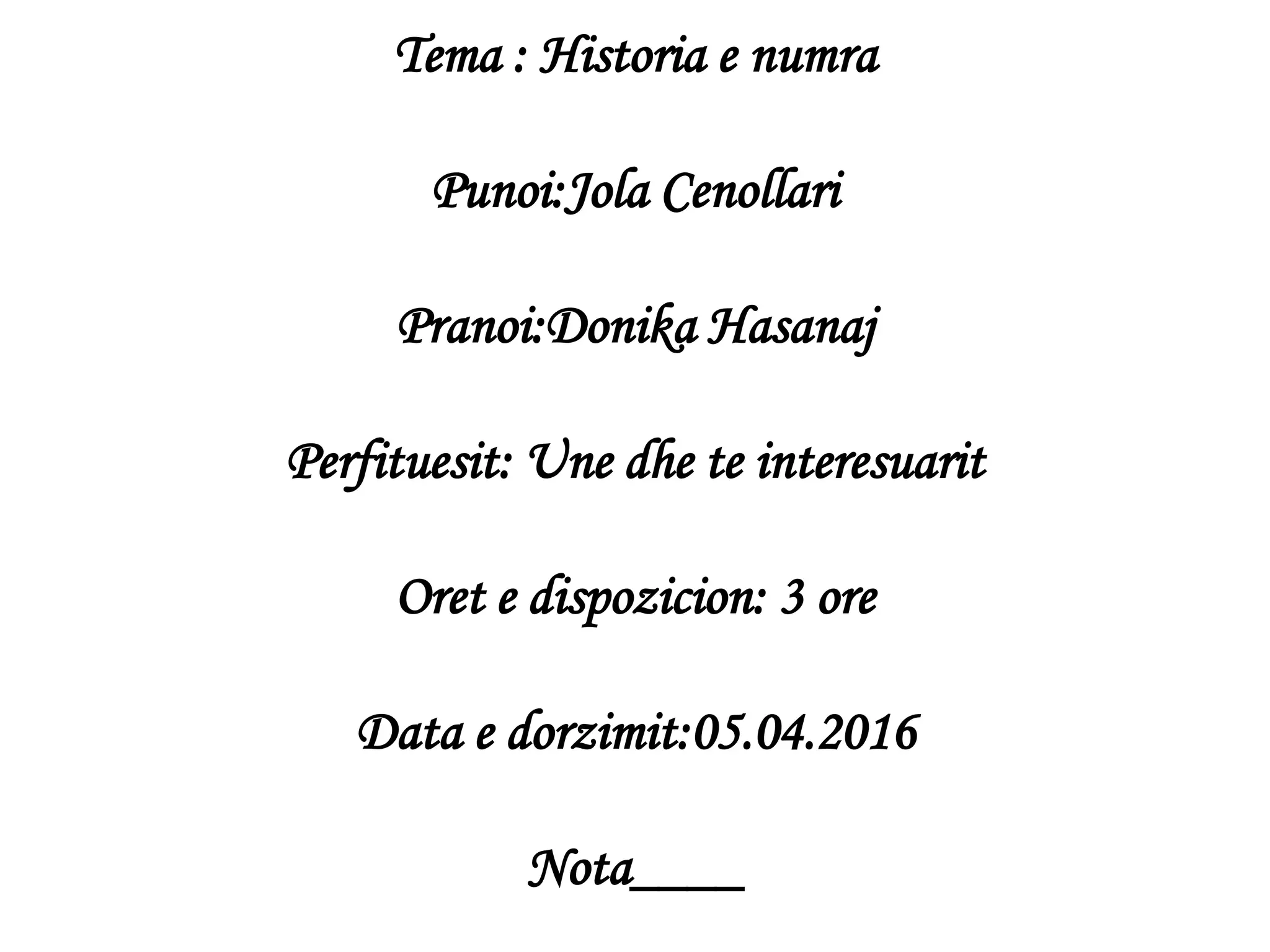 Historia e numrit | PPTX