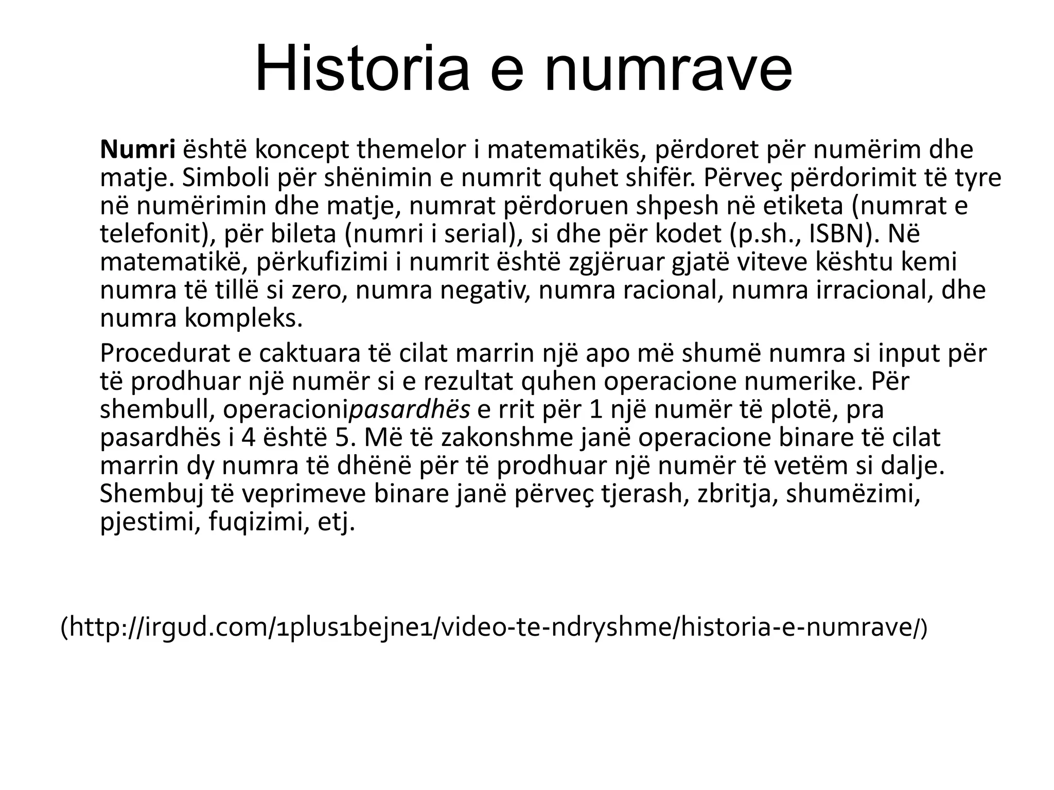 Historia e numrit | PPTX