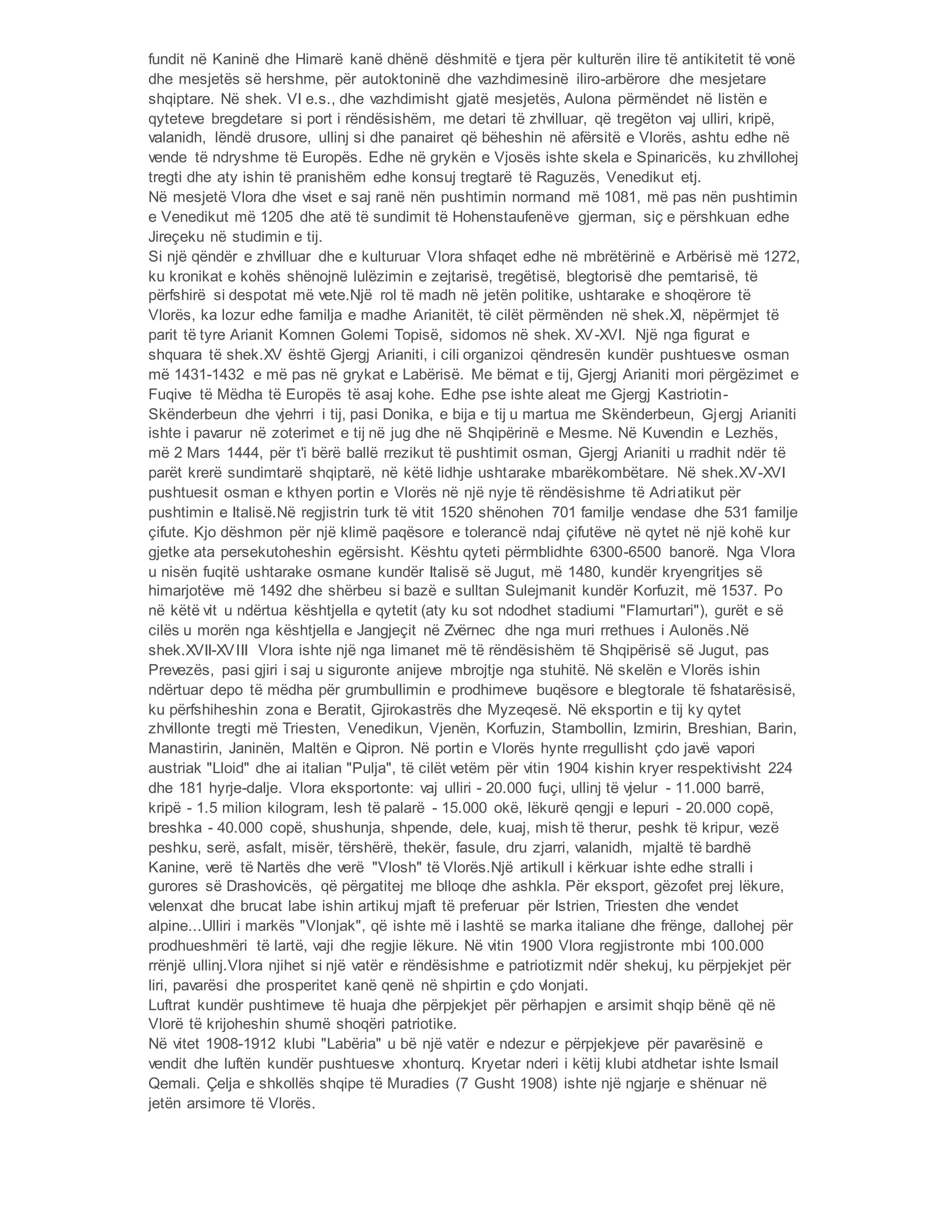 Historia e vlorës | DOCX