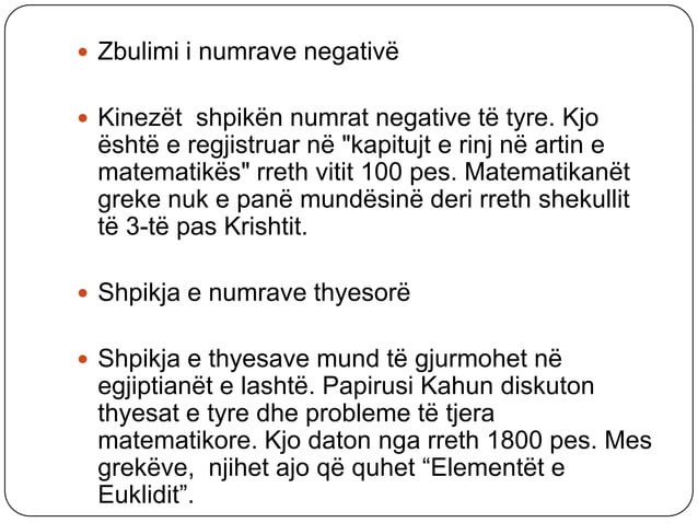 Historia e zhvillimit te matematikes | PPTX