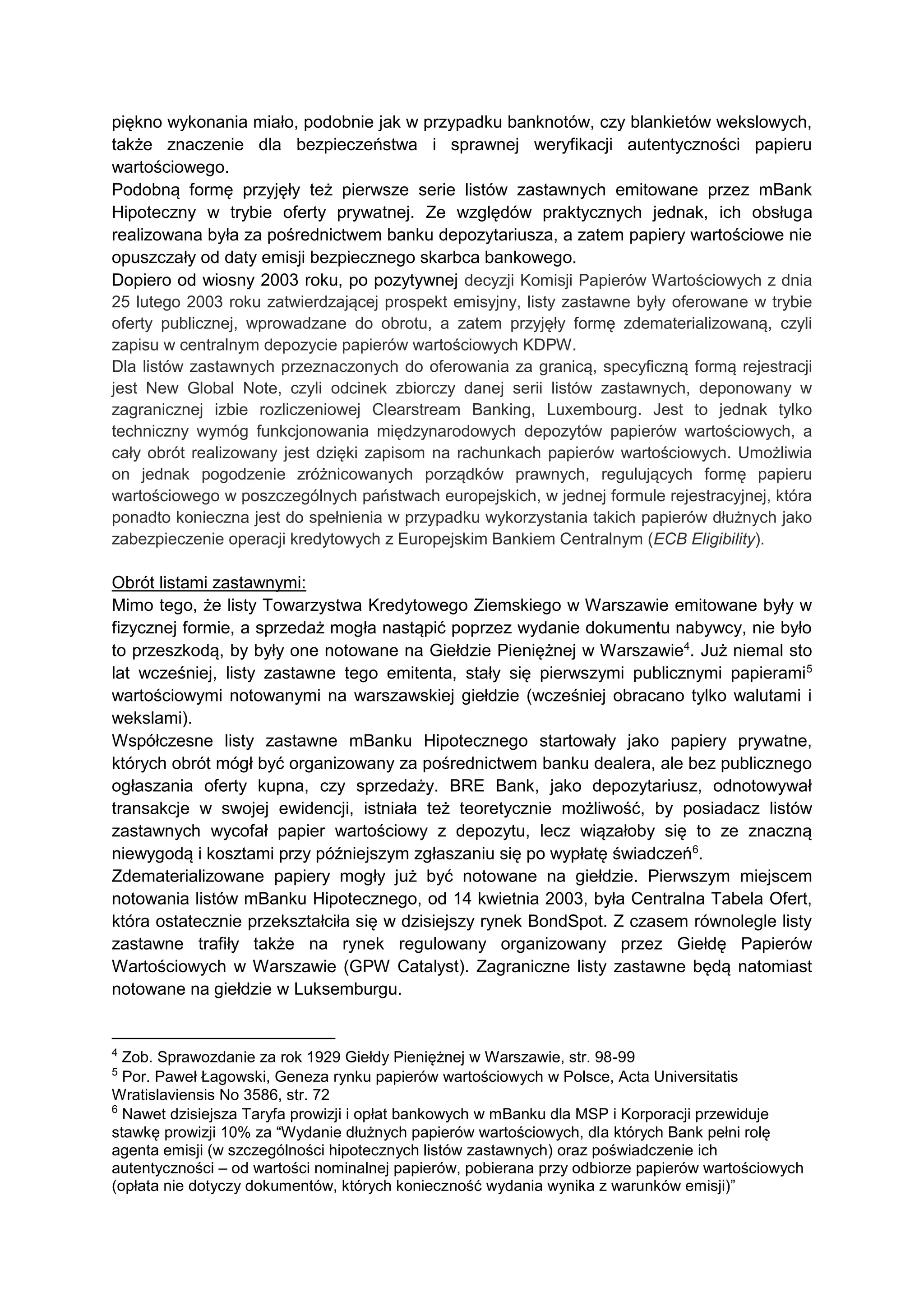 Historia listów zastawnych | PDF