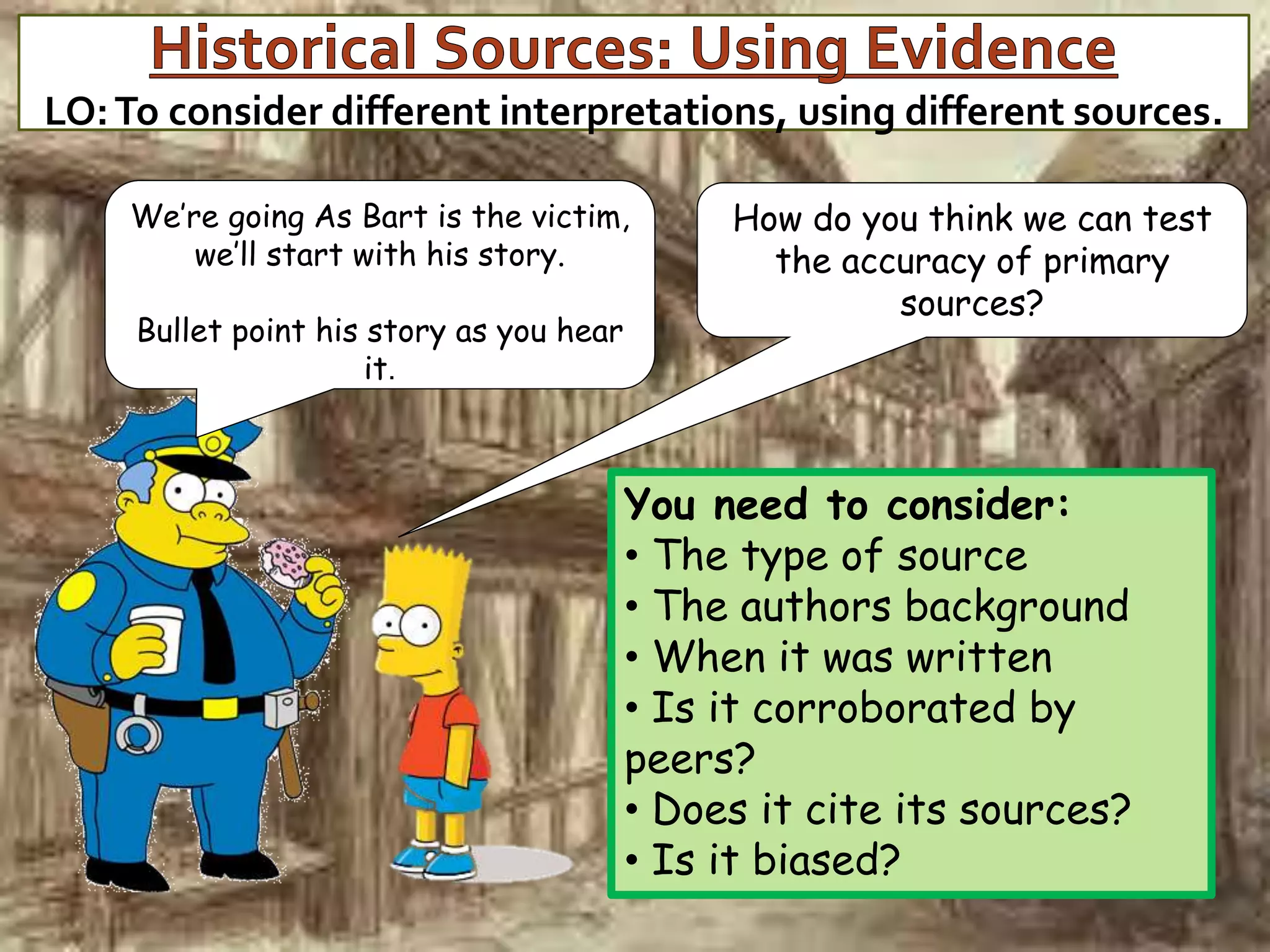 Historical sources intro lesson | PPTX