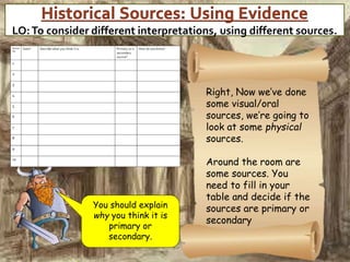 Historical sources intro lesson | PPTX