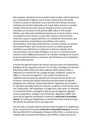 Historia Resumida De La Inmunologia | DOC