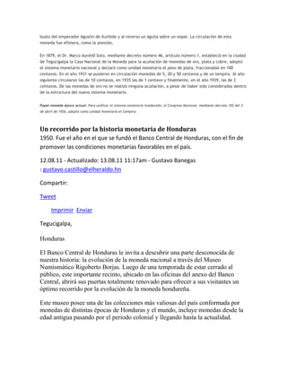 Historia sobre la moneda de honduras | DOCX
