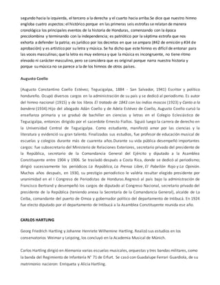 Historia y composición del himno nacional de honduras | DOCX