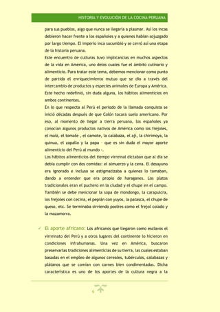 Historia y evolucion de la cocina peruana | PDF