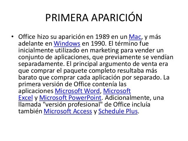 Evolucion de Microsoft Officer