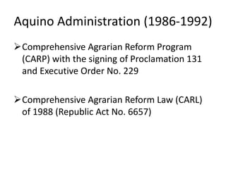 Historical background of agrarian reform ii | PPTX
