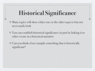 Historical Bencharks: Significance | PPT