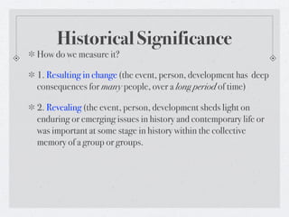Historical Bencharks: Significance | PPT
