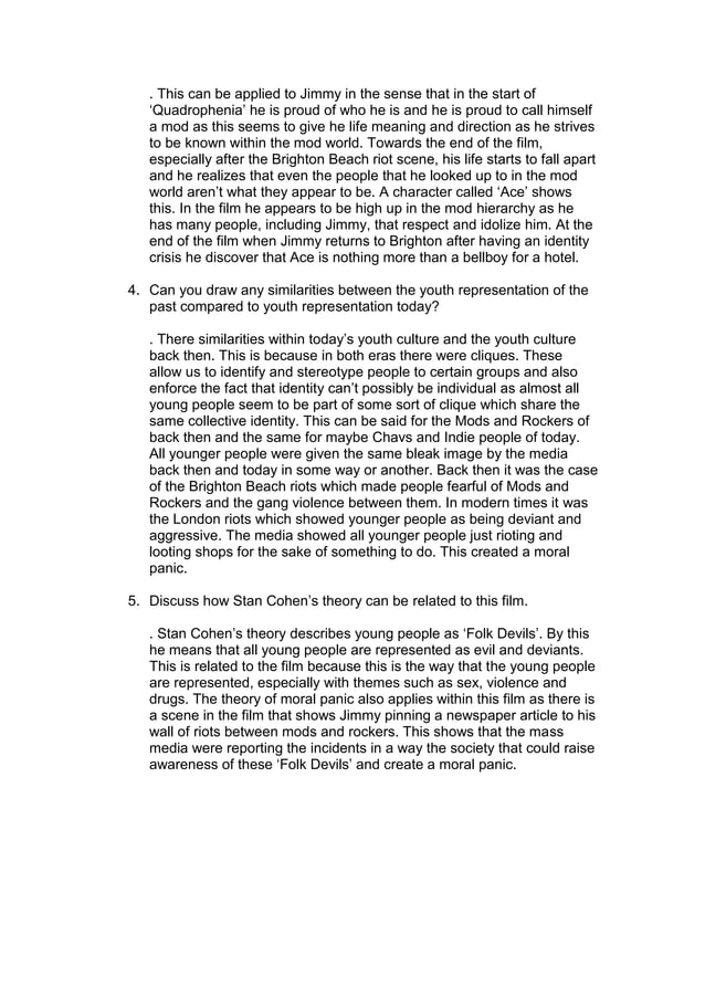 Historical case study notes: Quadrophenia | DOCX | Movies | Entertainment