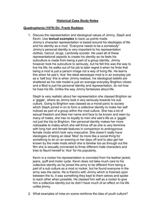 Historical case study notes | DOCX | Entertainment