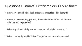 Historical criticism main questions | PPT