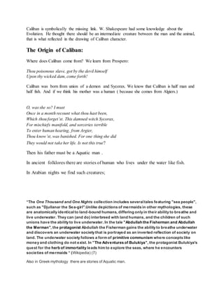 Caliban as the missing link: Shakespear studies. | PDF