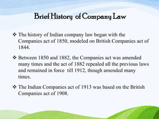 Historical development of company law | PPTX