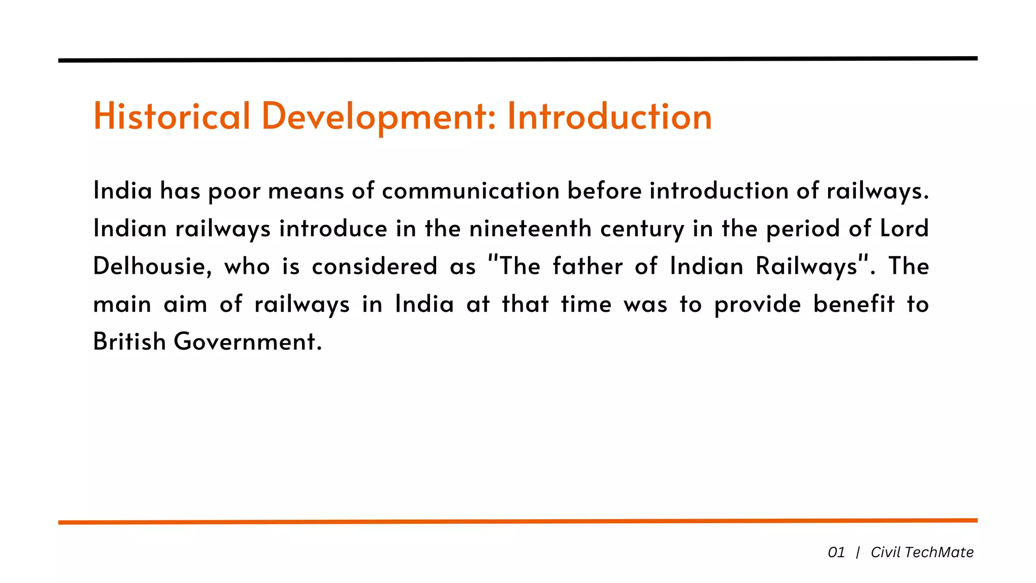Historical Development of Indian Railways | Civil TechMate | PPT | Free ...