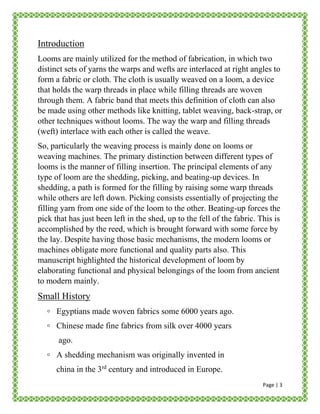 Historical development of loom | PDF