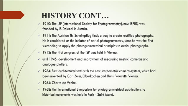 Historical Development of Photogrammetry | PPT