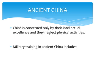 Historical development of physical education (primitive socety, ancient ...