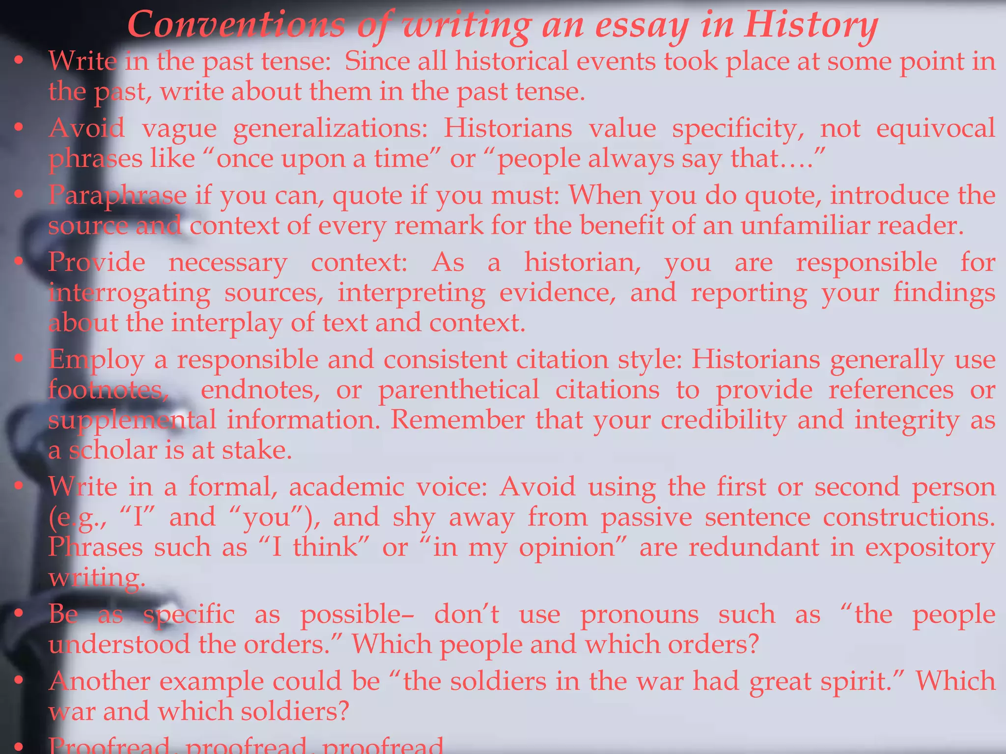 Historical essay writing introduction | PPT