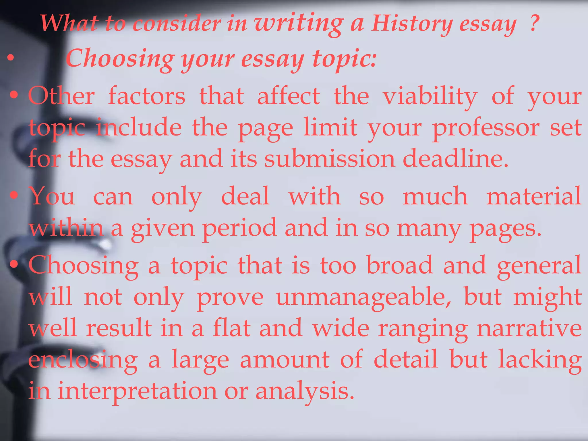 Historical essay writing introduction | PPT