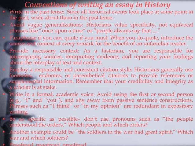 Historical essay writing introduction | PPT