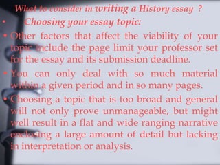 Historical essay writing introduction | PPT