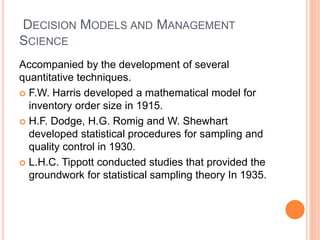 Historical evolution of operations management | PPTX