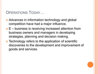 Historical evolution of operations management | PPTX