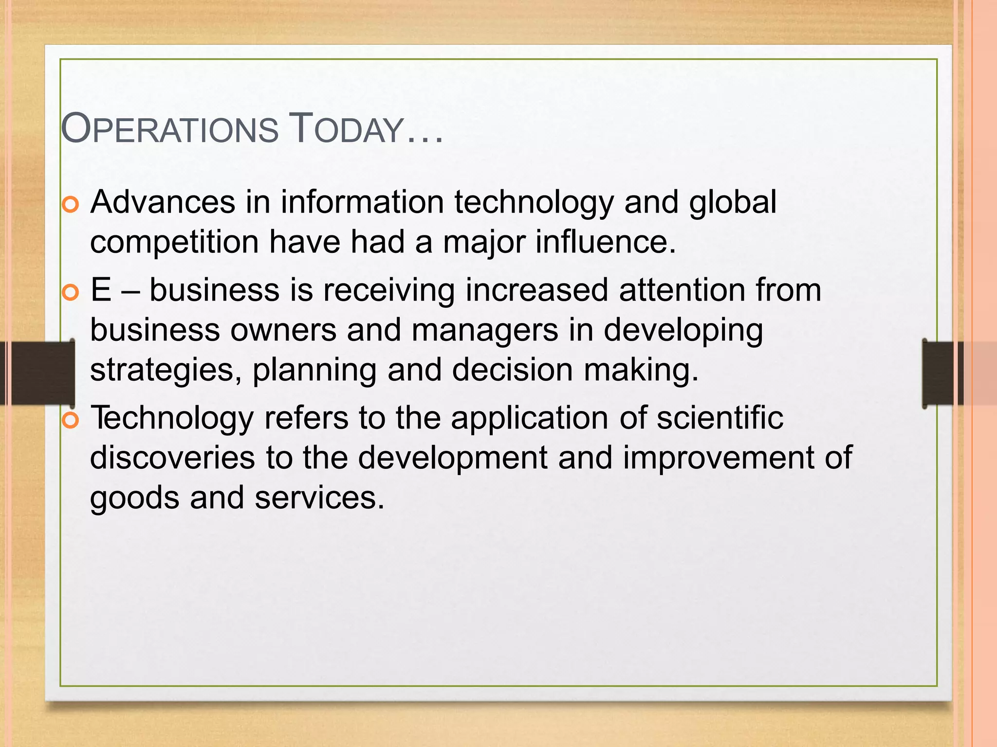 Historical evolution of operations management | PDF