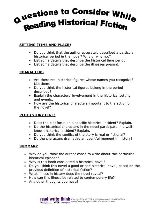 Historical fictionquestions | PDF
