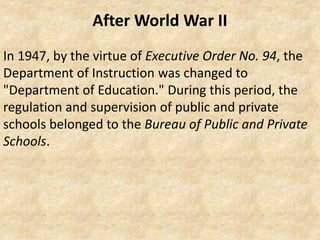 Historicalfoundationsofphilippineeducation2 120129013959-phpapp02 | PPTX