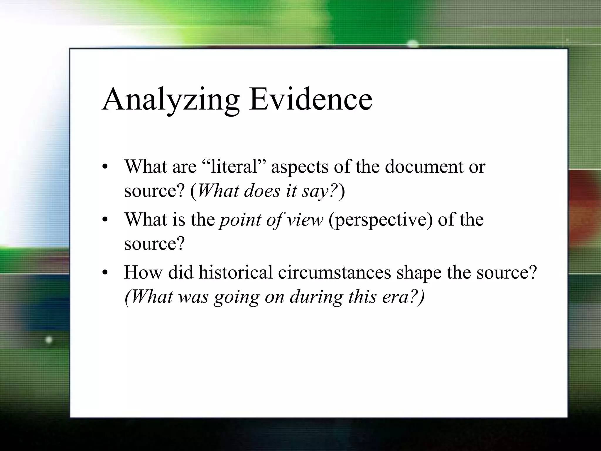 Historical inquiry | PPTX