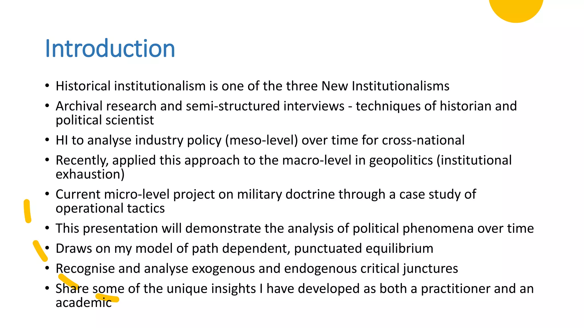 Historical Institutionalism as Method | PPTX