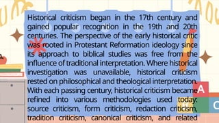 The meaning of Historical Literary Criticism | PPTX