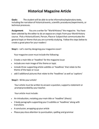 Historical magazine article | DOCX | Education