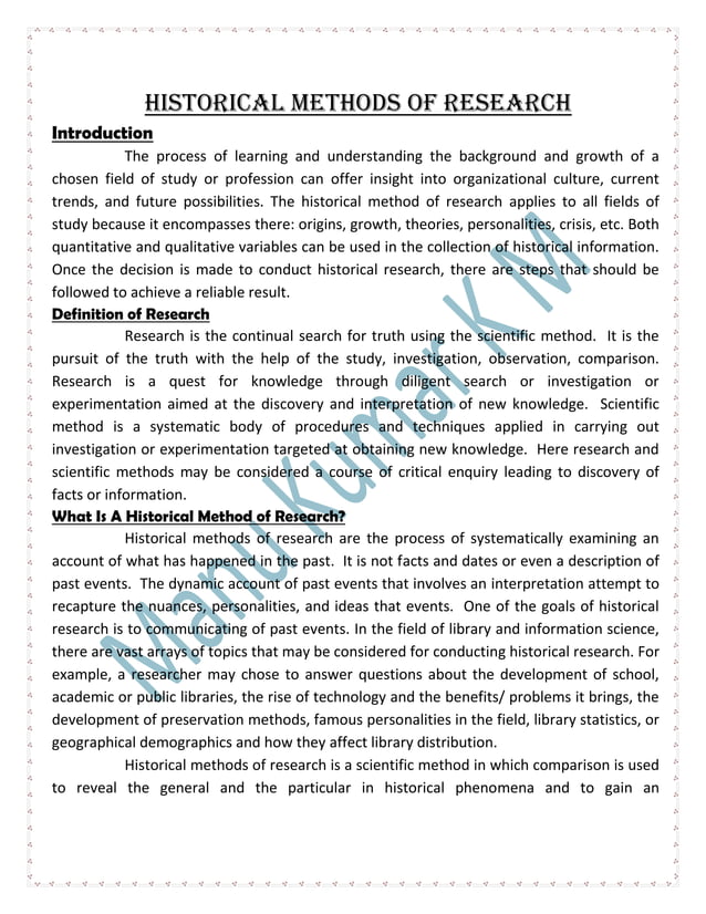 Historical Method In Research PDF Historical Method In Research PDF