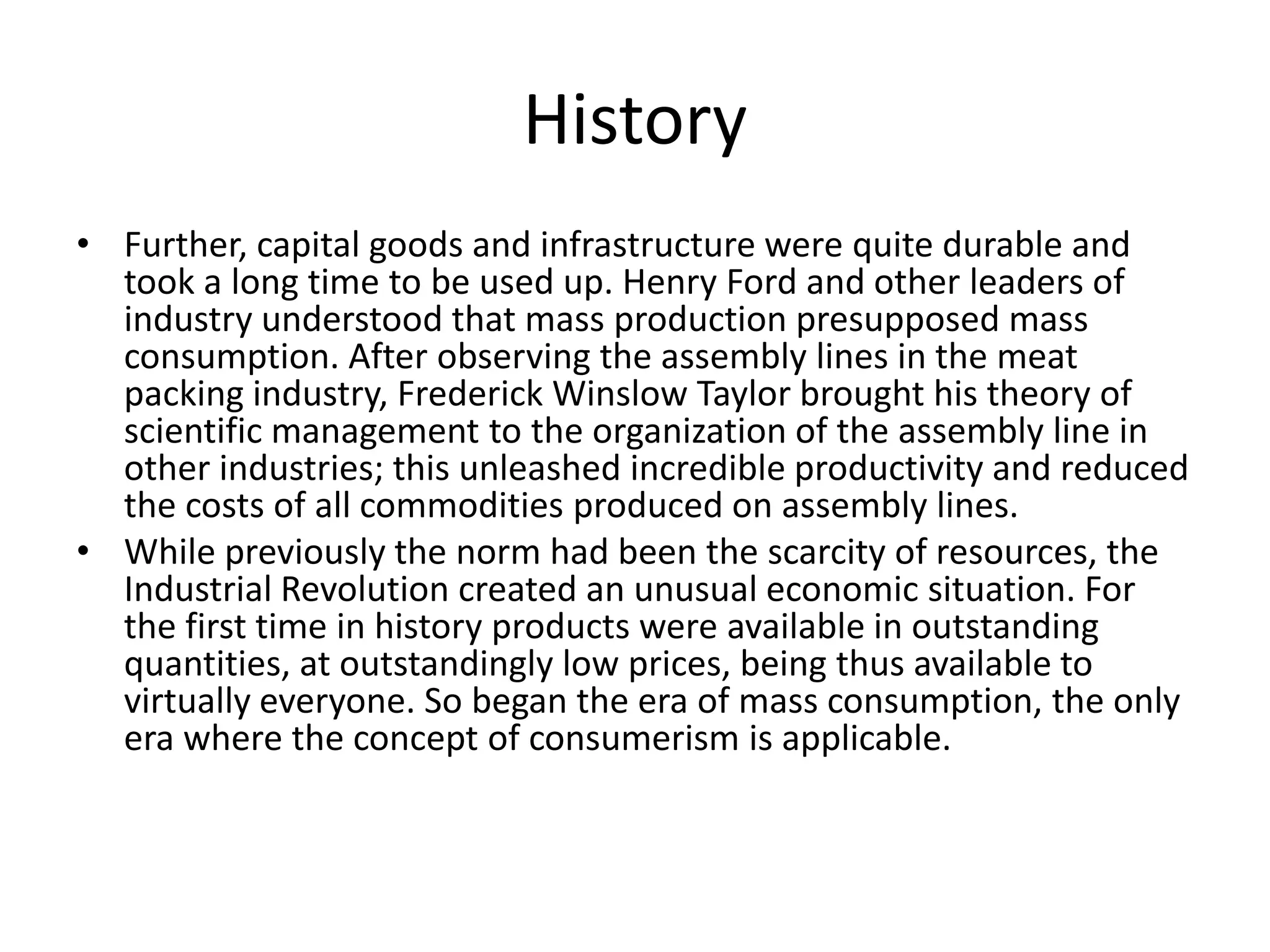 Historical origins of consumerism | PPTX