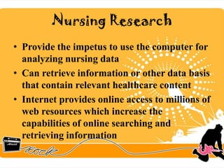 Group5 PPT on Historical Perspective of Nursing and Computer | PPTX | Internet | Computing