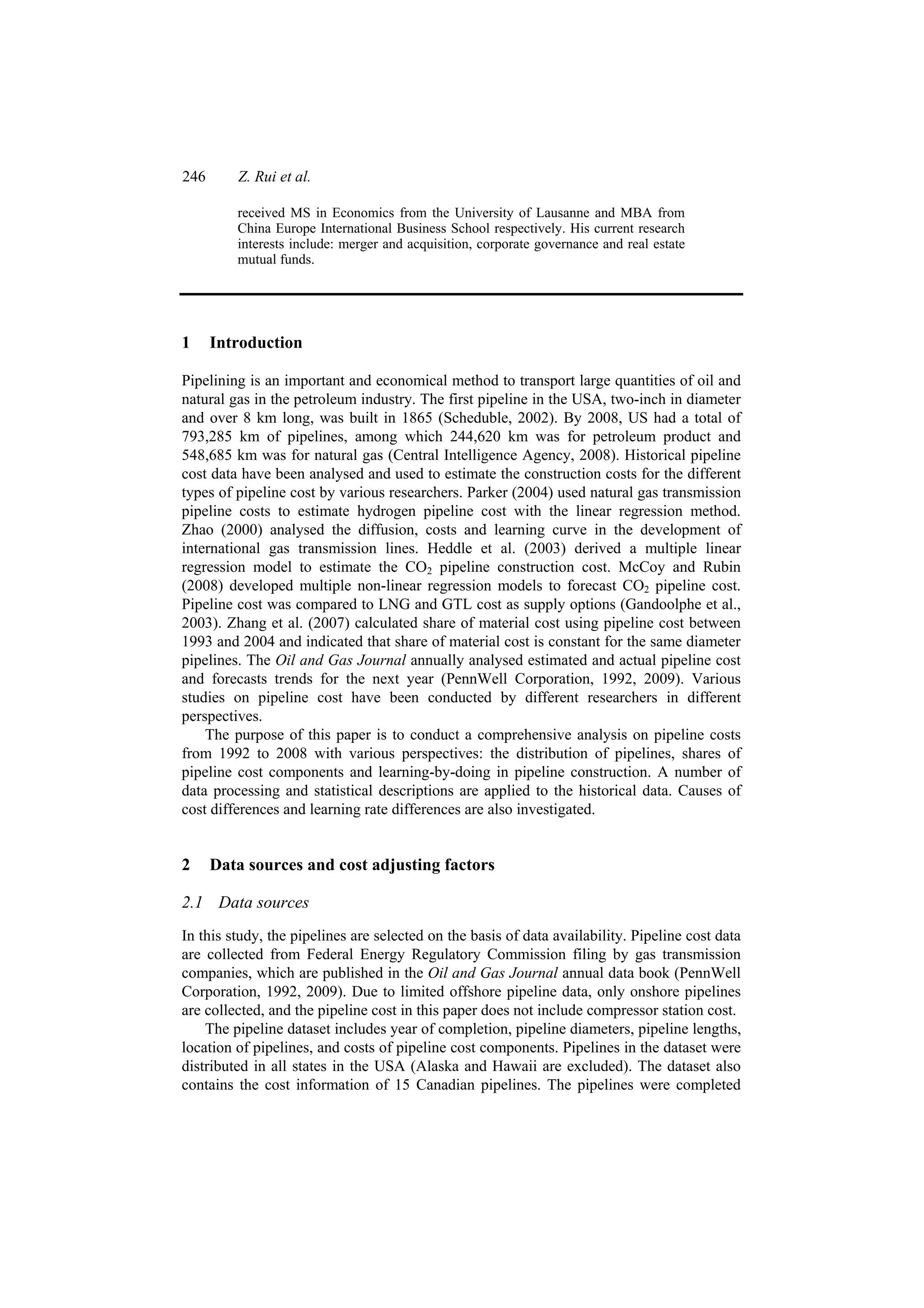 Historical pipeline cost analysis | PDF