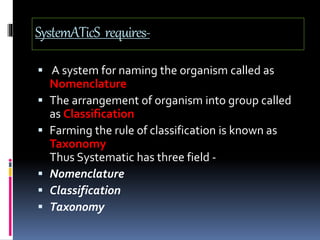 Historical resume of systematics by VISHAL BHOJYAWAL | PPTX