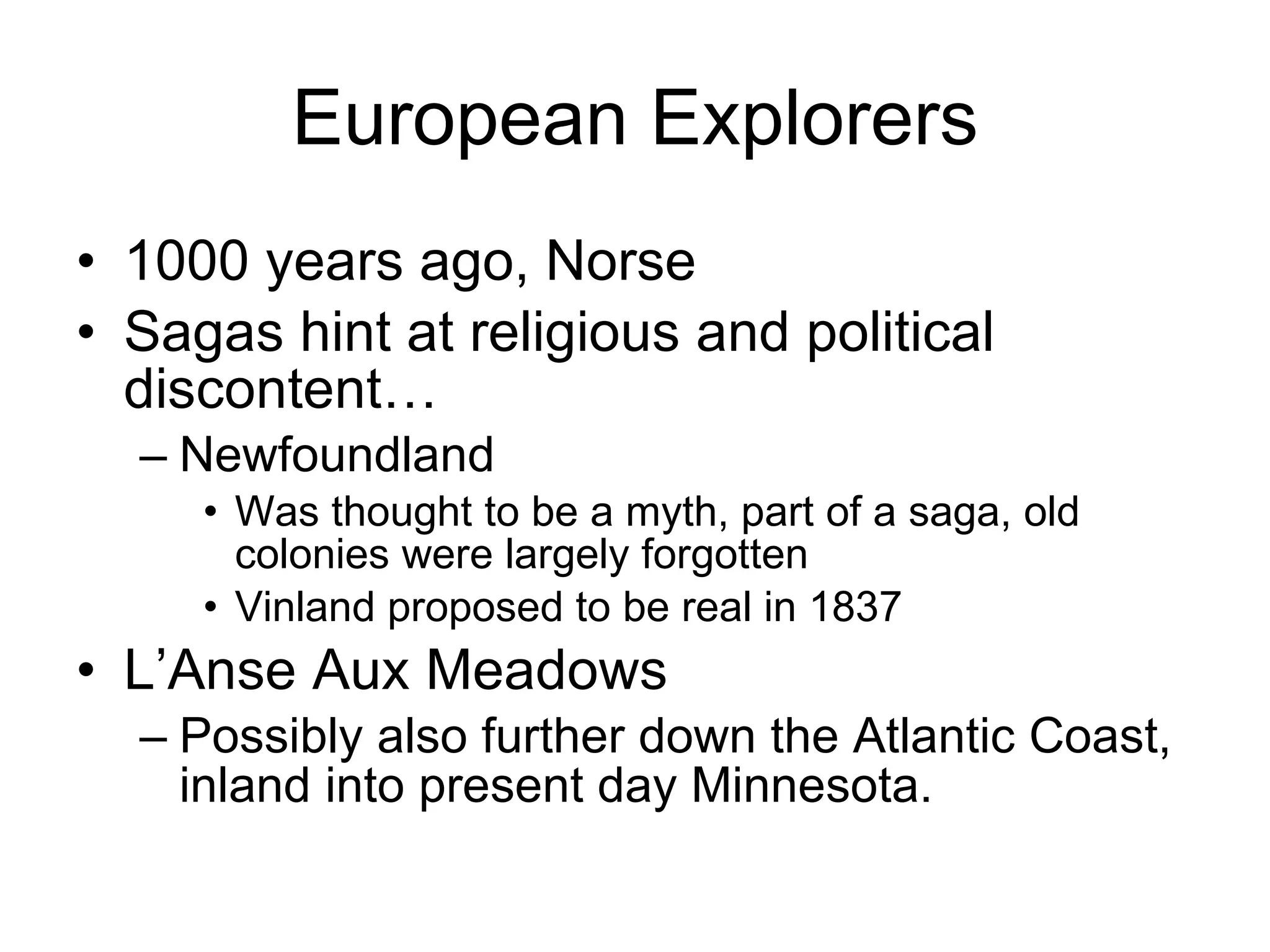 Historical settlement of north america | PPT