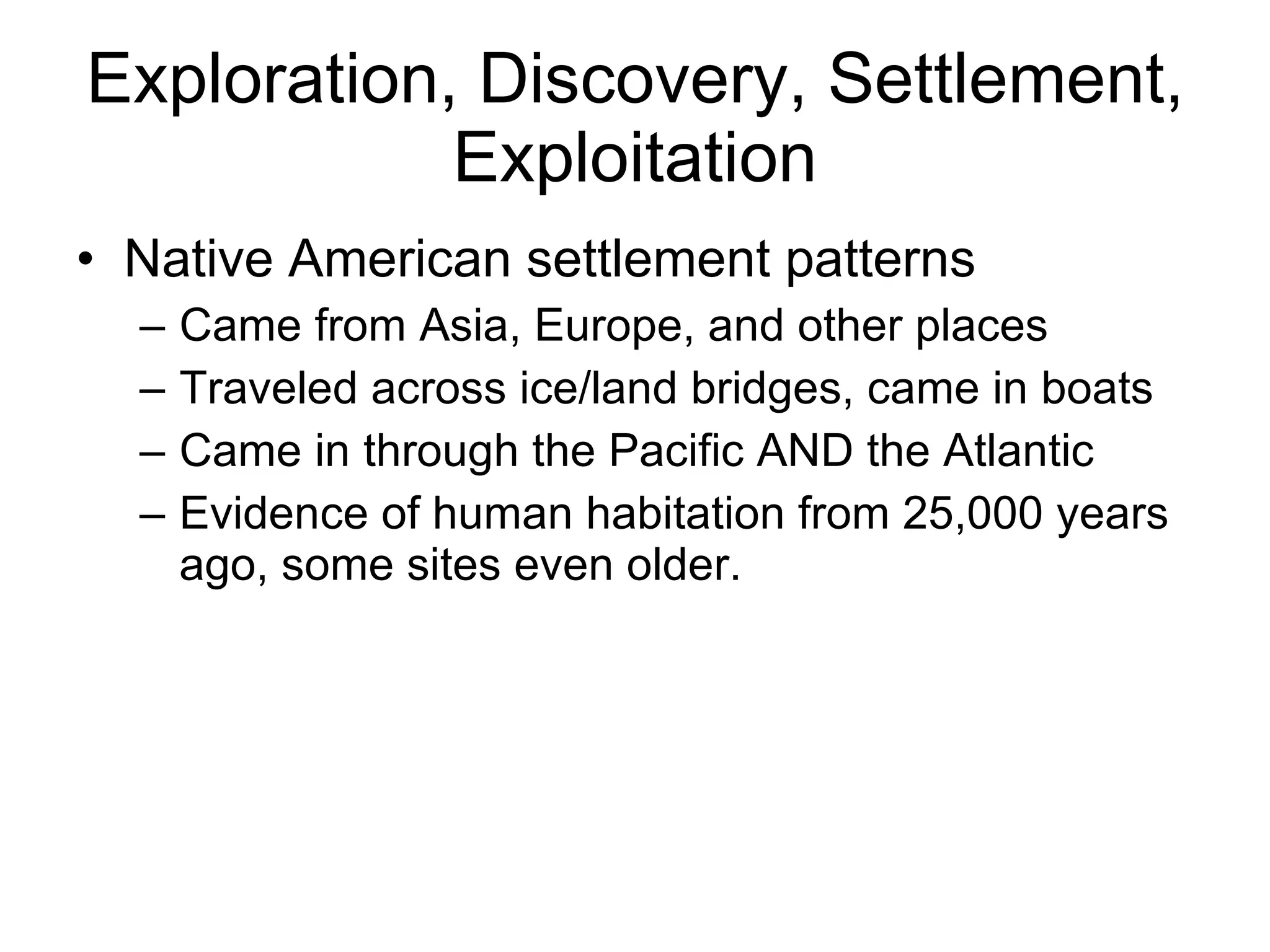 Historical settlement of north america | PPT