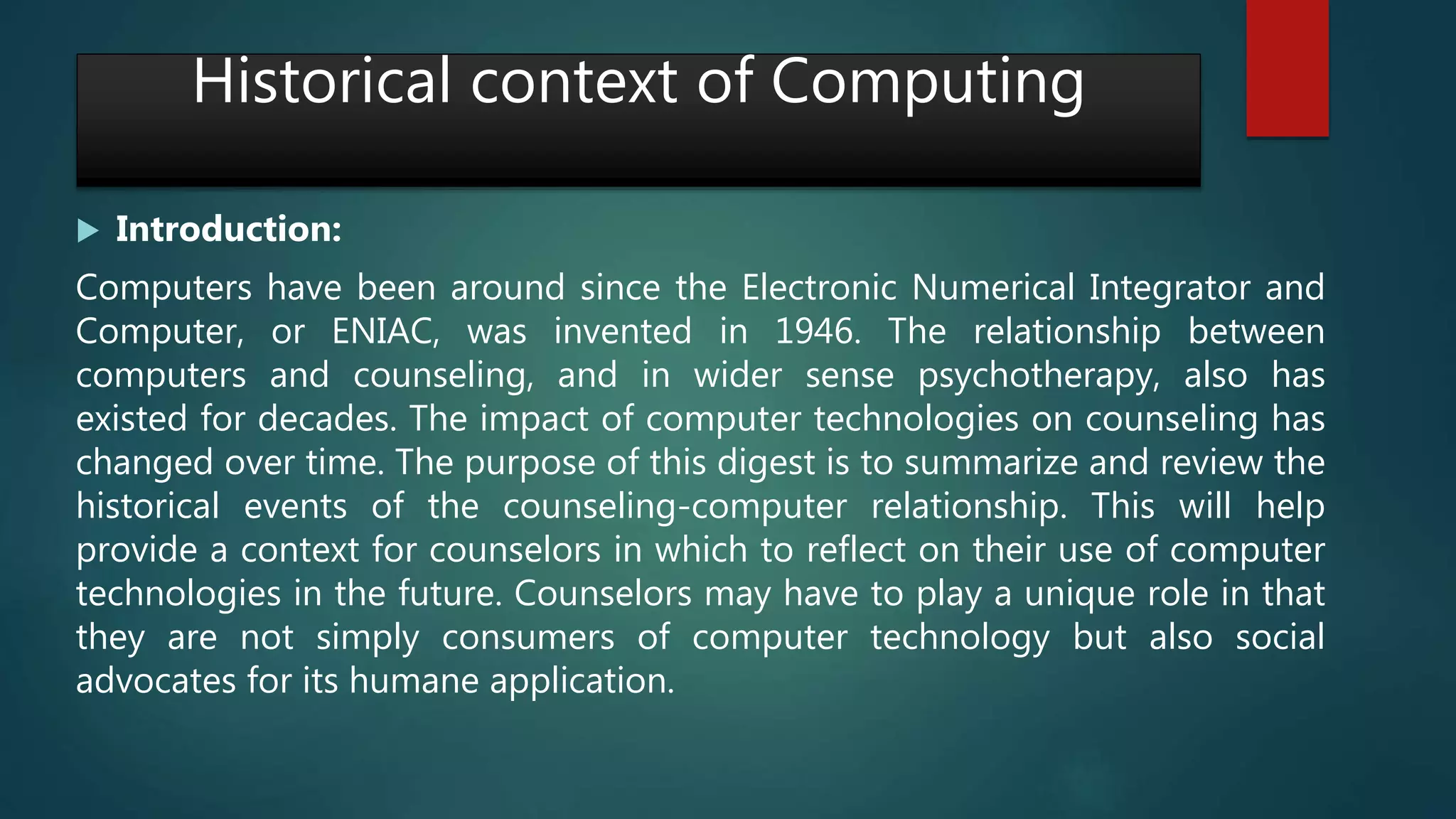 Historical social & economic context of computing | PPTX