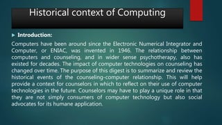 Historical social & economic context of computing | PPTX