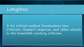 Historical survey of literary criticism | PPTX