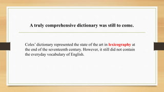 Historical Trace of Dictionary Making in English | PPTX