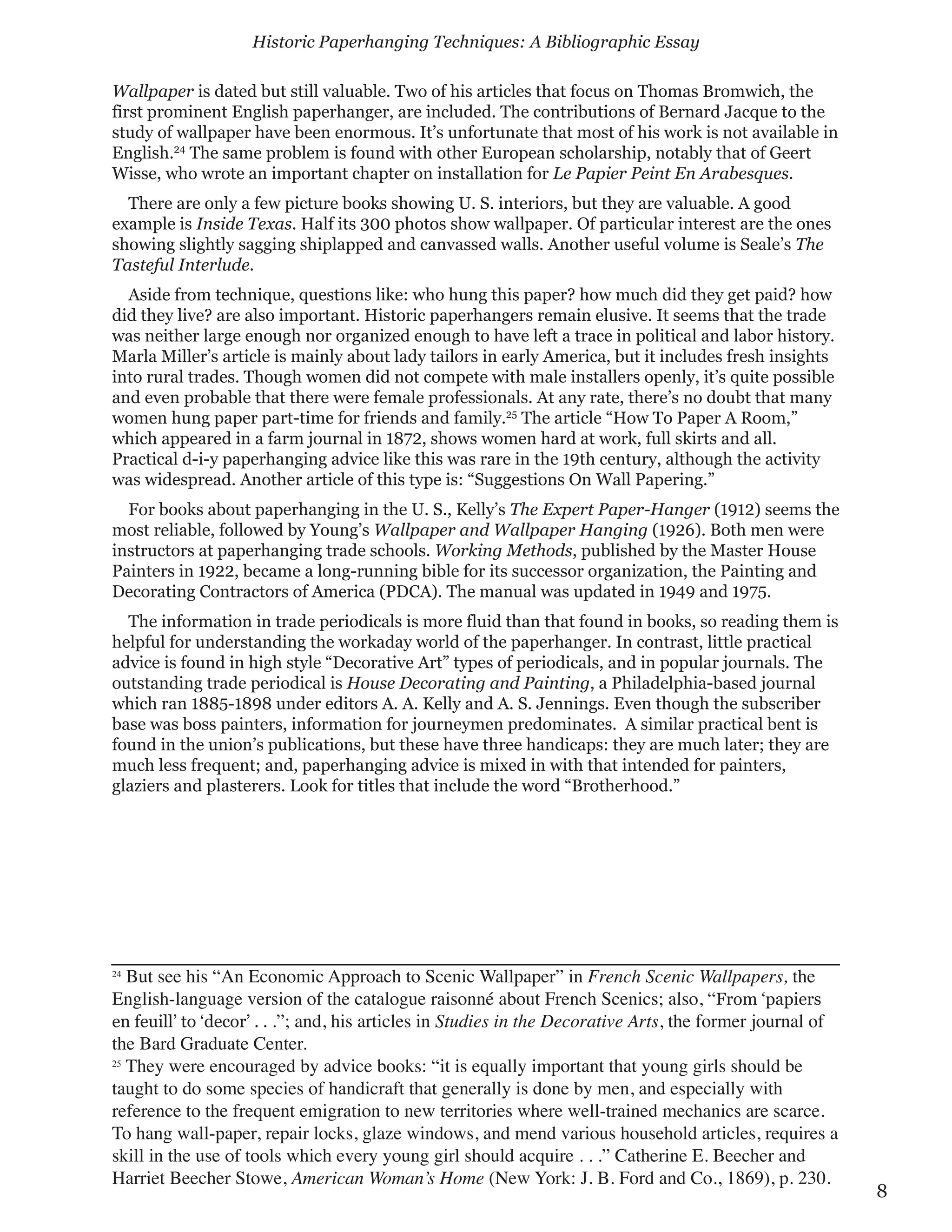 Historic Paperhanging Techniques: A Bibliographic Essay | PDF