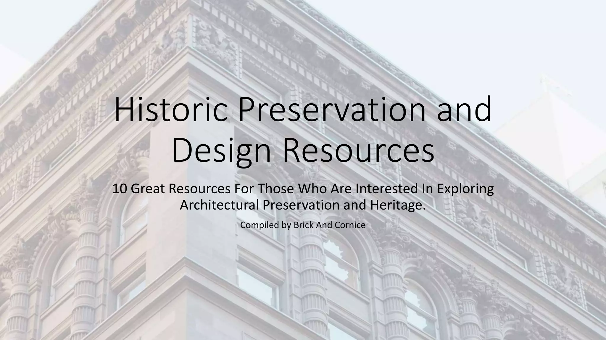 Historic Preservation Design Resources | PPT